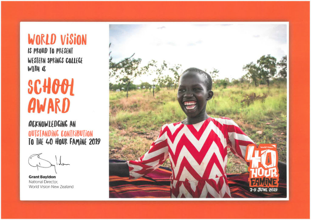 World Vision School Award – Western Springs College