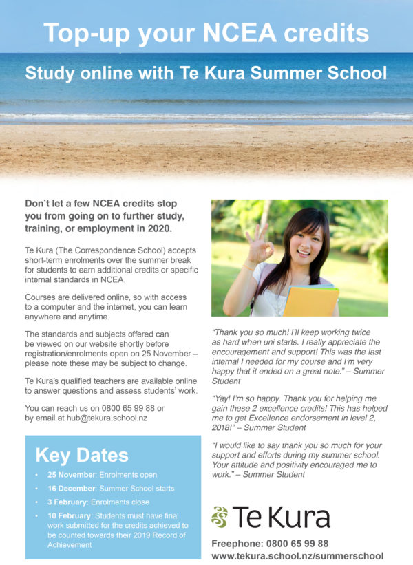 Top-up your NCEA credits – Western Springs College