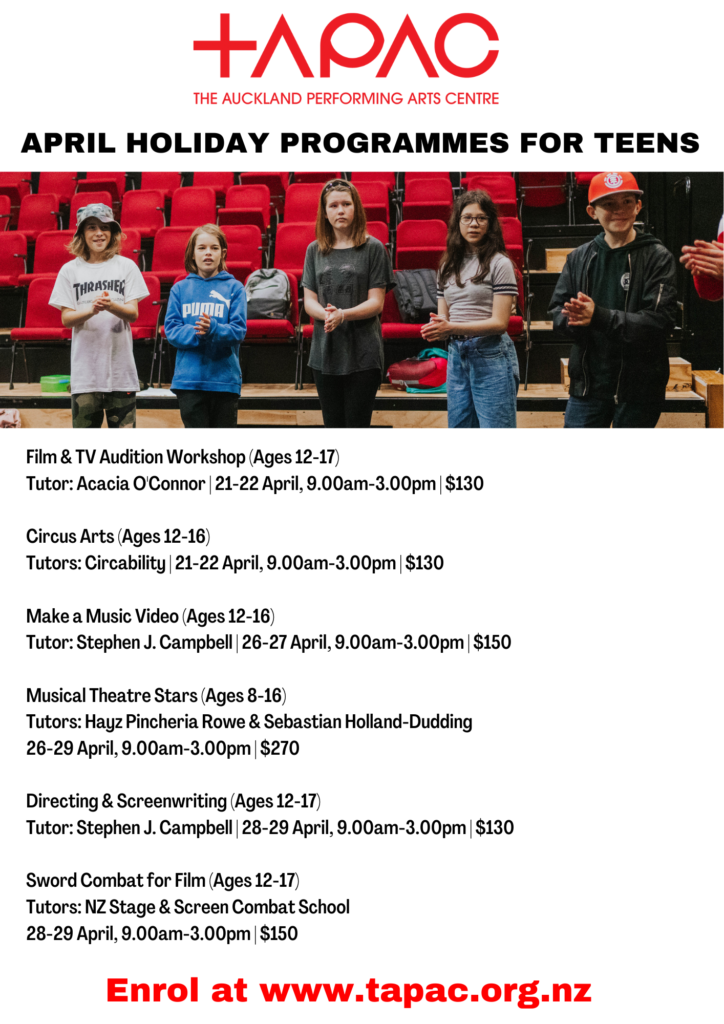 TAPAC – April Holiday Programmes for Teens – Western Springs College