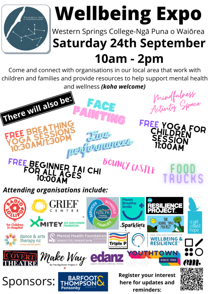 Wellbeing Expo – Sat 24 Sep – come join us! – Western Springs College