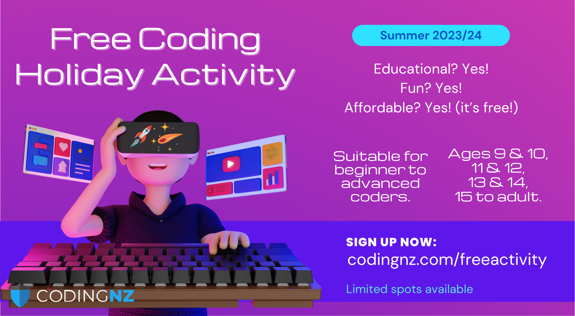 FREE Coding NZ summer holiday workshops – Western Springs College